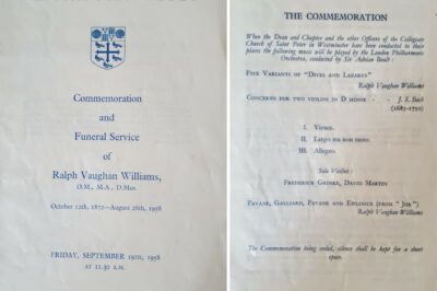 What Happened After the Sudden Death of Ralph Vaughan Williams?