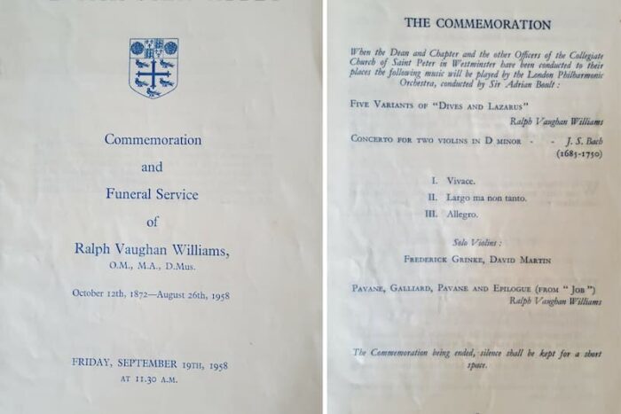 What Happened After the Sudden Death of Ralph Vaughan Williams?