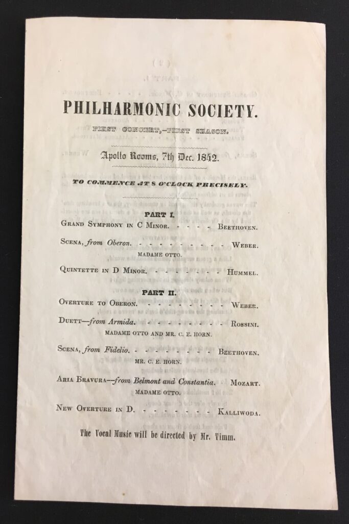 First Concert of the Philharmonic Society of New York